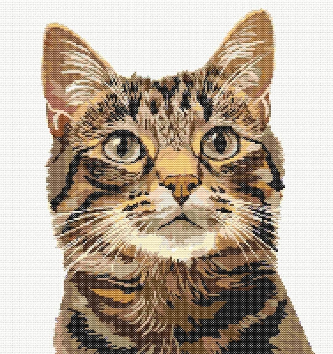 Pair of Tabby Cat Cross Stitch Pattern Sewing Embroidery DMC Animal ...