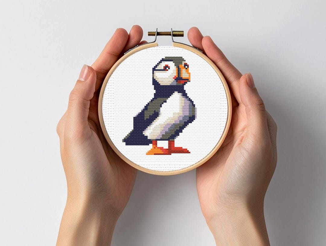 Puffin Mini Cross Stitch Sewing Embroidery Pattern Instant DMC Download ...