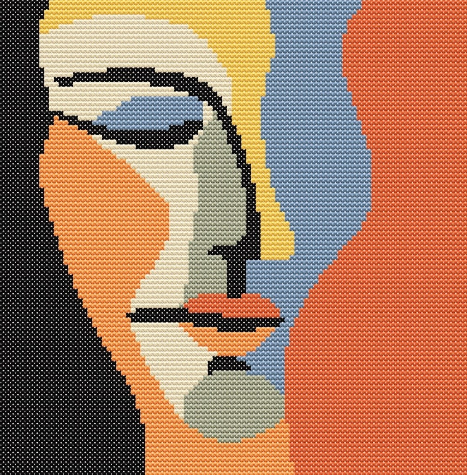 Abstract Face Cross Stitch Sewing Embroidery Pattern DMC X-stitch ...