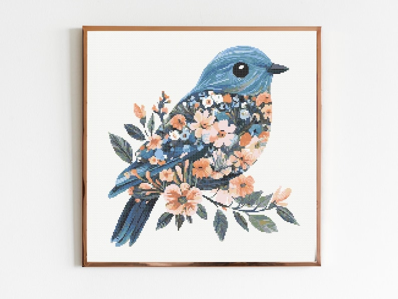 Floral Bluebird Cross Stitch Sewing Embroidery Pattern Instant DMC ...