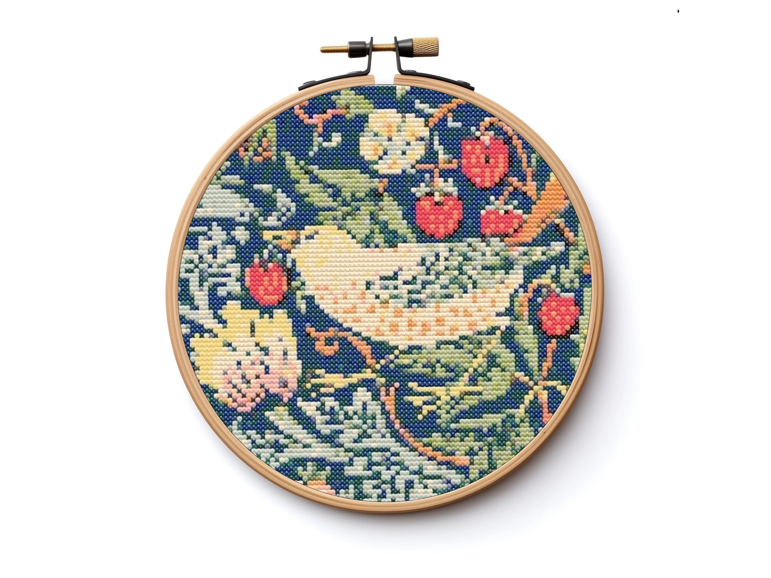 William Morris Strawberry Thief Cross Stitch Sewing Modern Embroidery ...