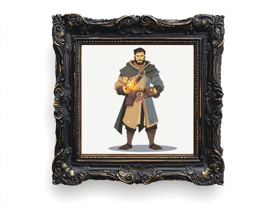 Wizard Character Cross Stitch Pattern Sewing Modern Embroidery Dark X ...