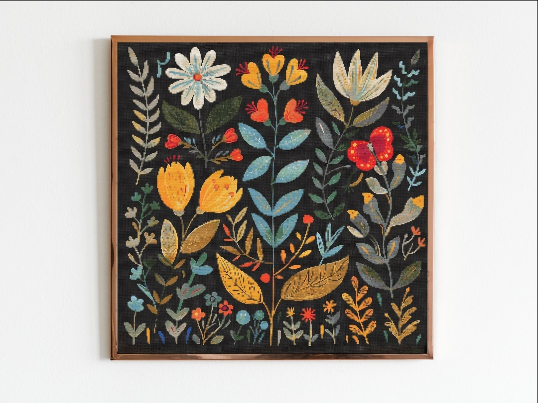 Folklore Style Woodland Floral Cross Stitch Pattern Sewing Modern ...
