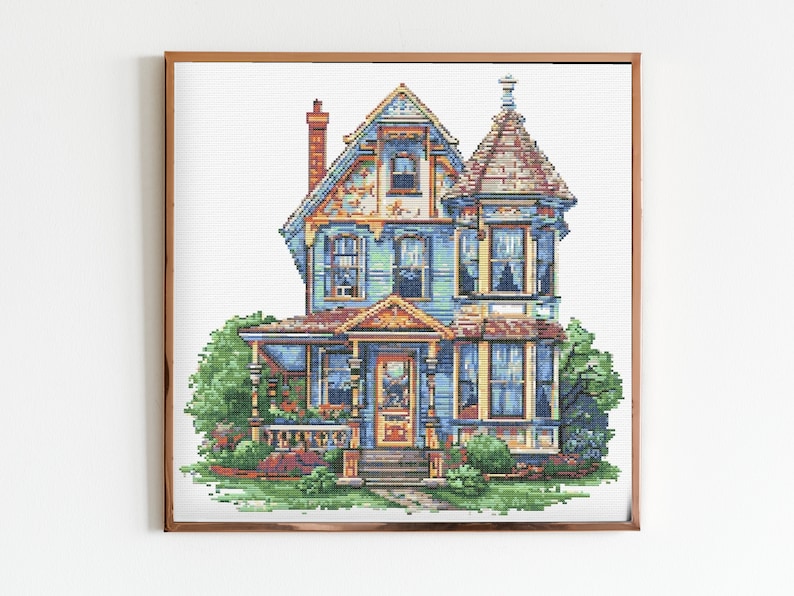 Victorian Style House Cross Stitch Sewing Embroidery Pattern Instant ...