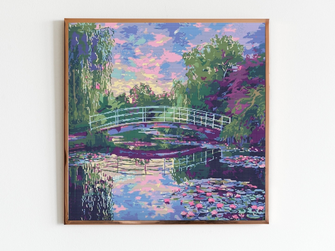 Monet Style Bridge Cross Stitch Sewing Embroidery Pattern Instant DMC X ...