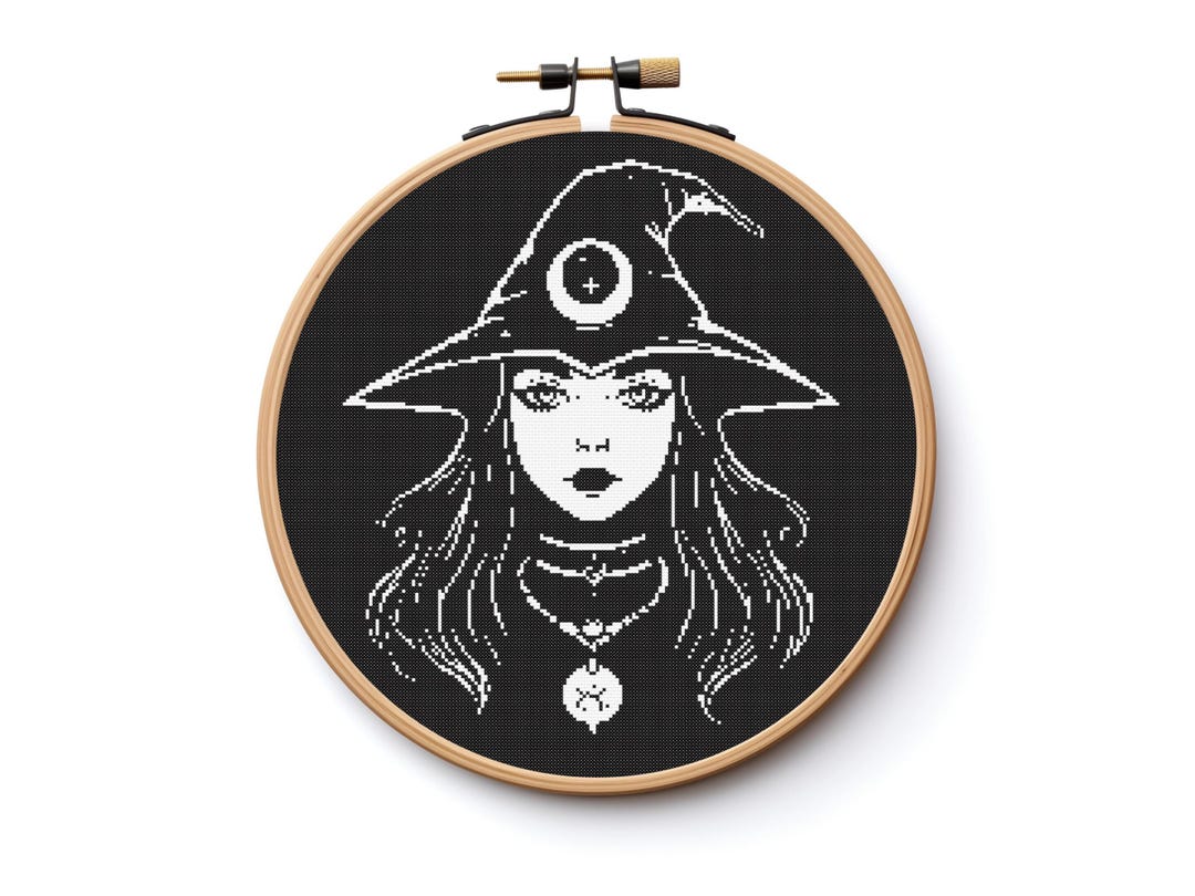 Witch Cross Stitch Pattern Sewing Modern Embroidery Dark X-stitch ...
