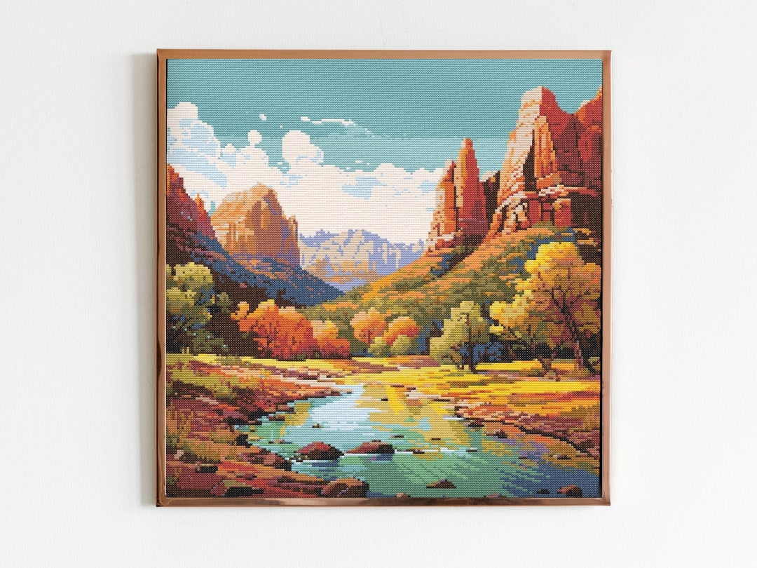 Zion National Park Cross Stitch Sewing Embroidery Pattern Instant DMC ...