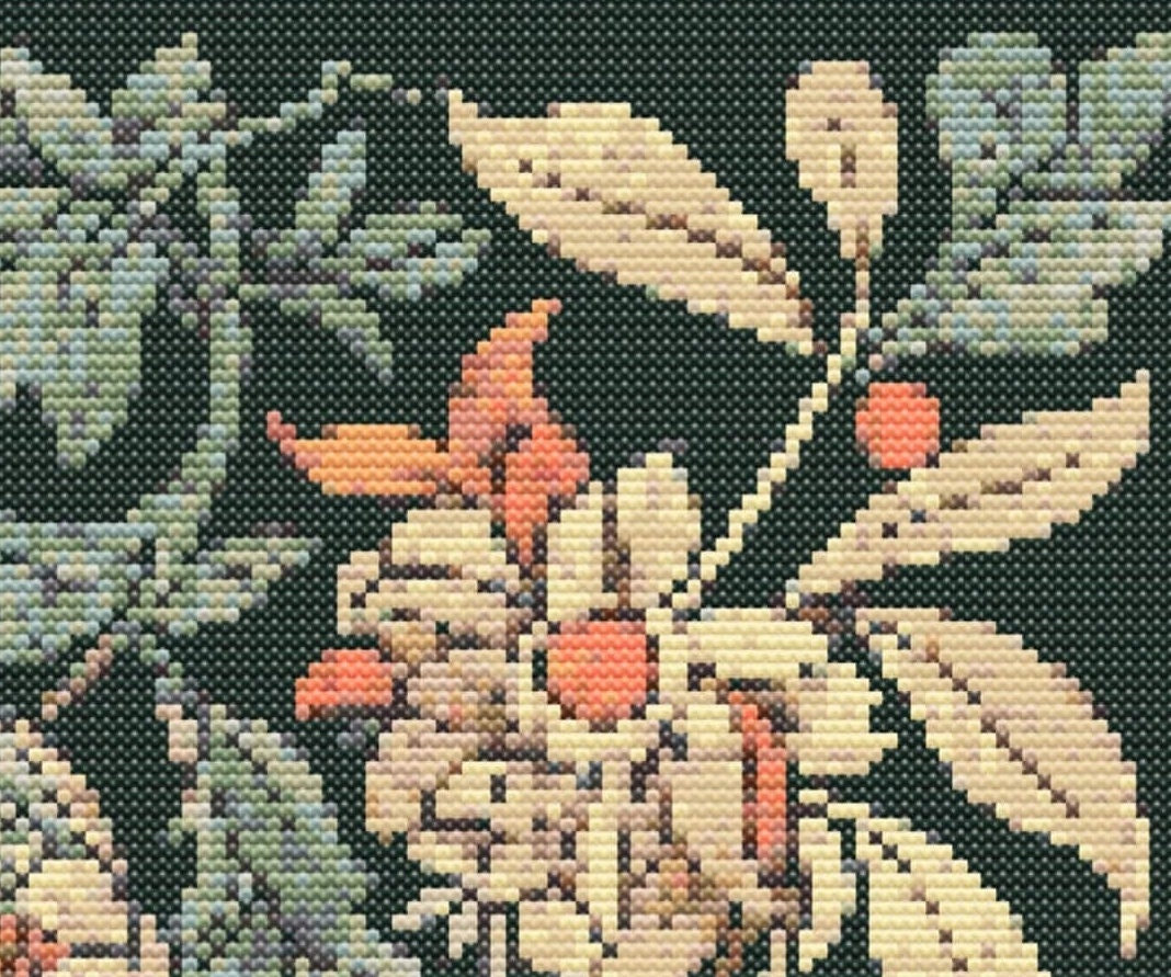 Botanical Mid Century Cross Stitch Sewing Modern Embroidery Pattern DMC ...