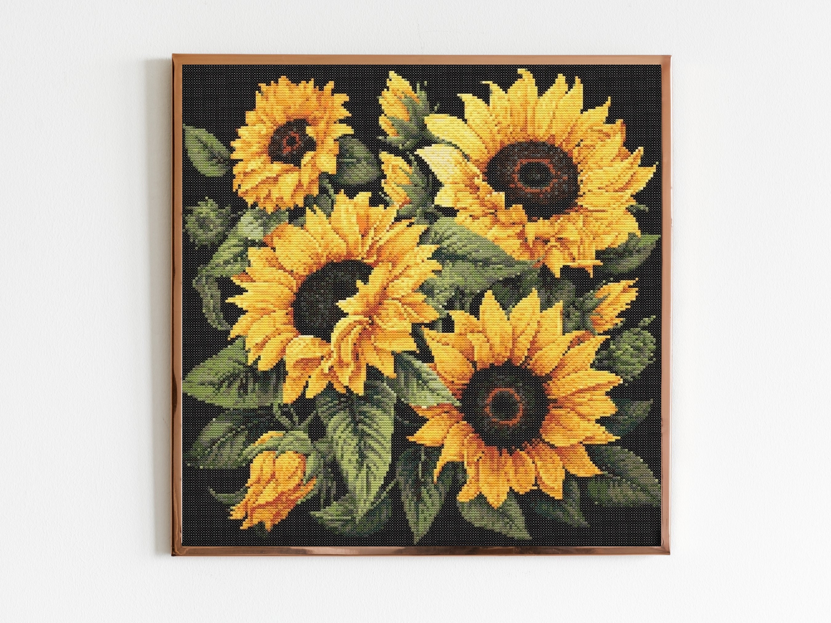 Dark Sunflowers Botanical Cross Stitch Sewing Modern Embroidery Pattern ...