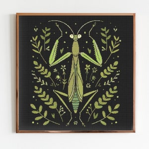 Praying Mantis Botanicals Cross Stitch Pattern Sewing Modern Embroidery ...