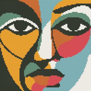 Abstract Face Cross Stitch Sewing Embroidery Pattern DMC X-stitch ...