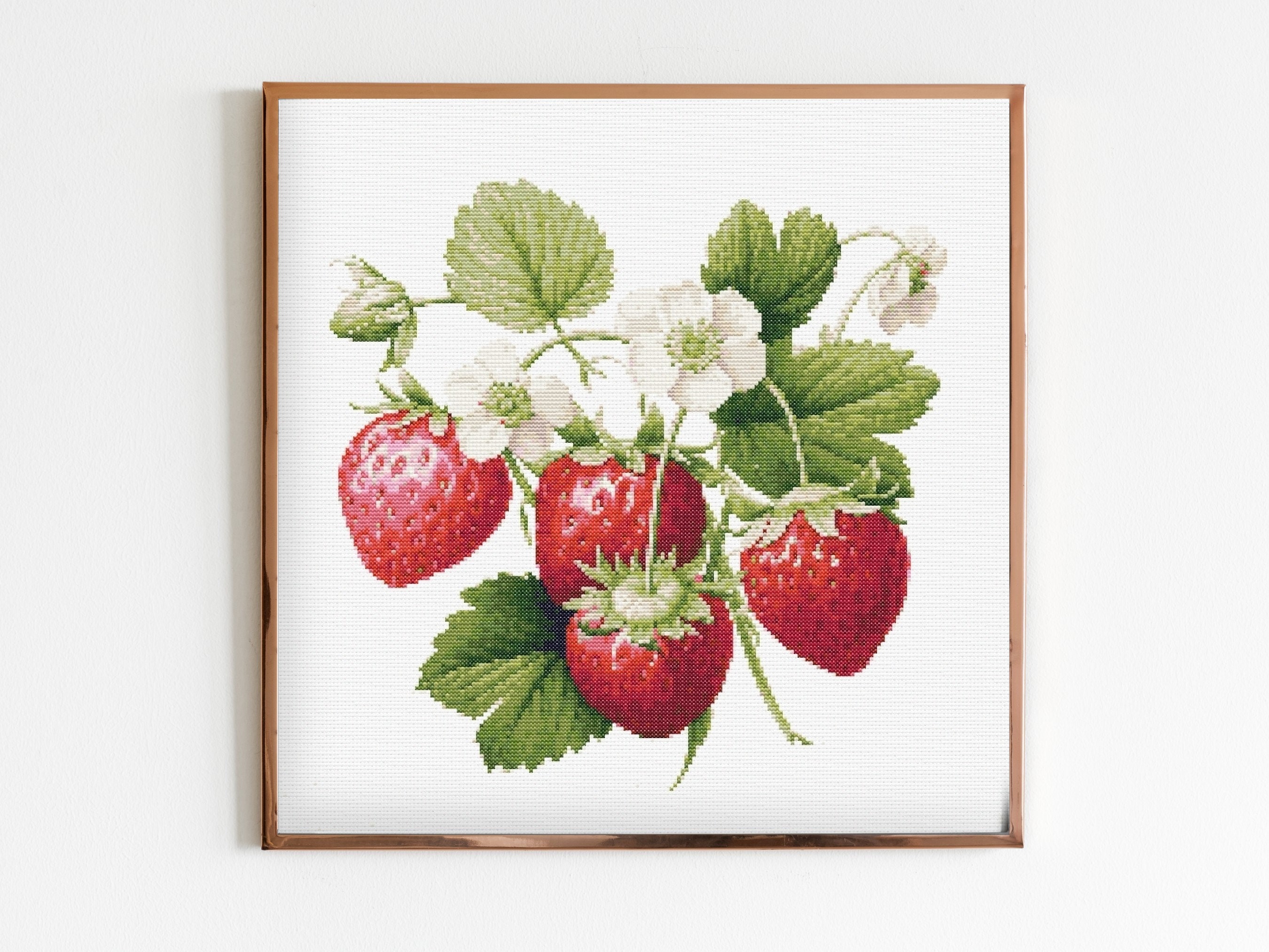 Strawberries Botanical Cross Stitch Sewing Modern Embroidery Pattern ...