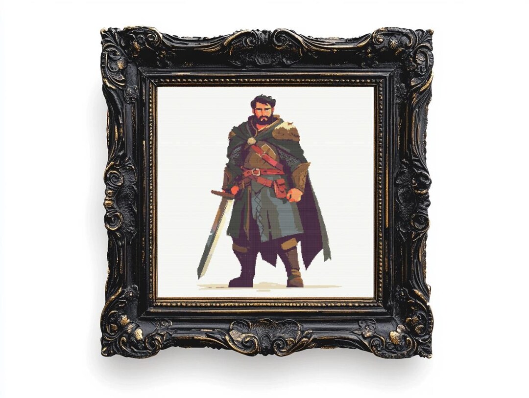 Warrior Character Cross Stitch Pattern Sewing Modern Embroidery Dark X ...
