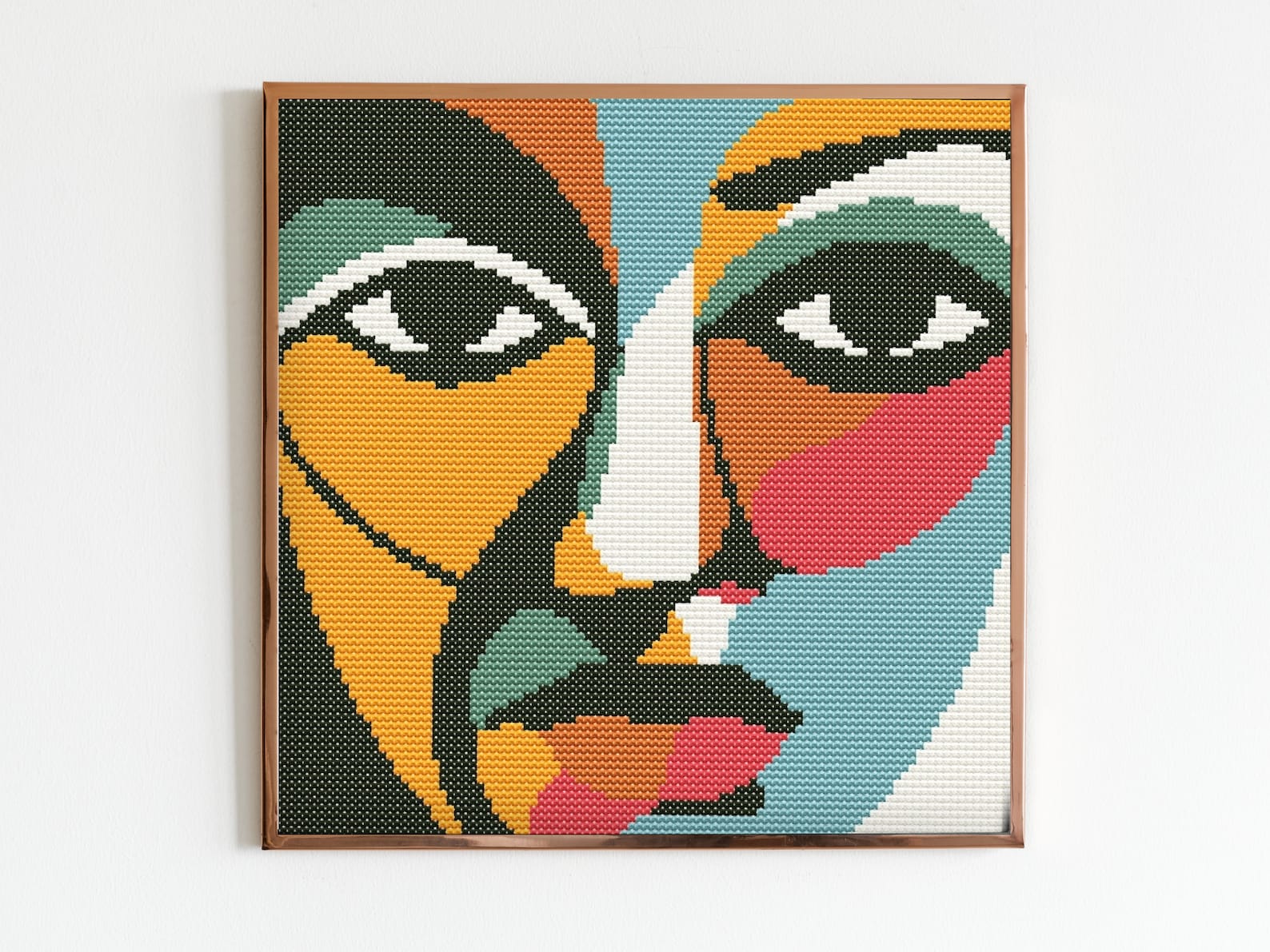Abstract Face Cross Stitch Sewing Embroidery Pattern DMC X-stitch ...