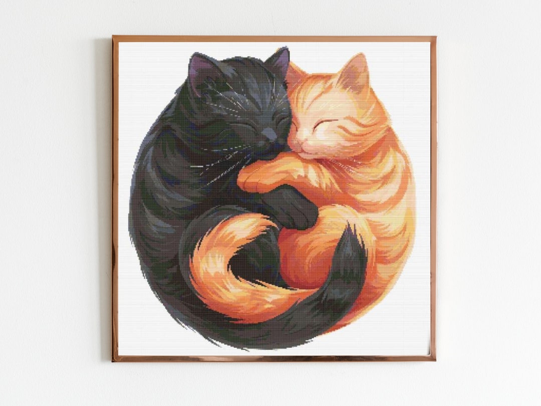 Cuddling Cats Cross Stitch Sewing Modern Embroidery Pattern Instant DMC ...
