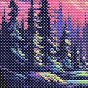 Neon Northern Lights Cross Stitch Pattern X-stitch Landscape ...
