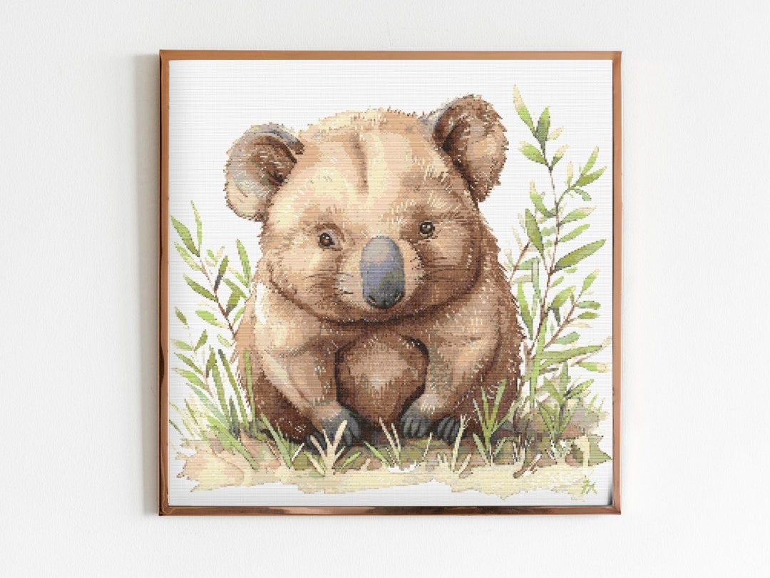 Wombat in an Outback Clearing Cross Stitch Sewing Embroidery Pattern ...
