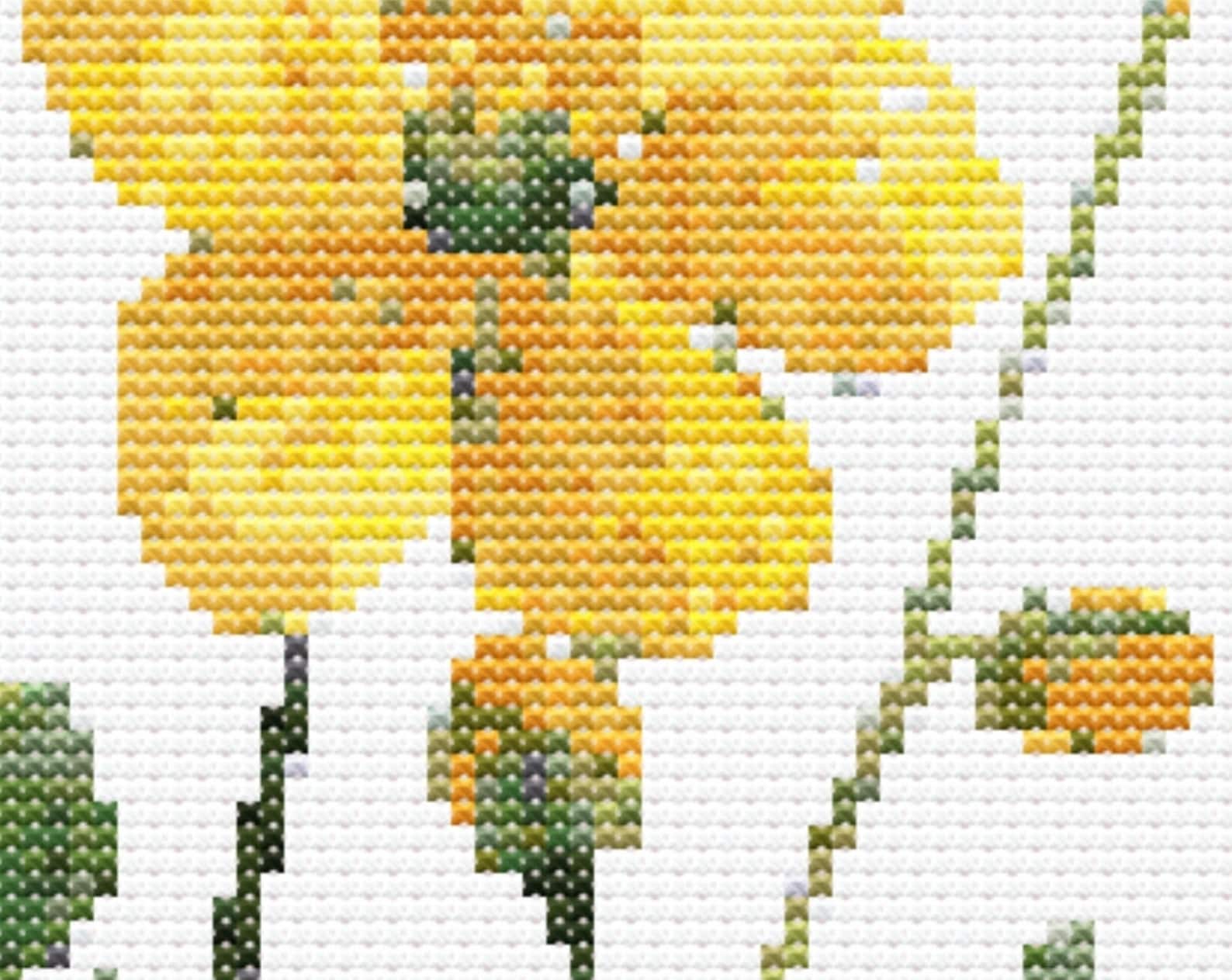 Buttercup Botanical Cross Stitch Sewing Modern Embroidery Pattern ...