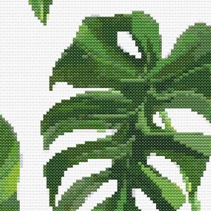 Monstera Leaves Botanical Cross Stitch Sewing Modern Embroidery Pattern ...
