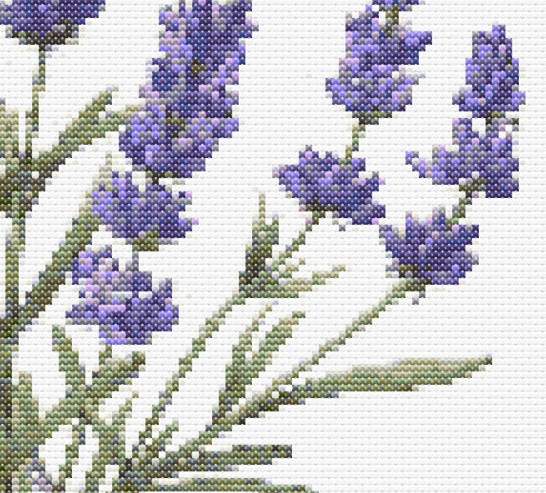 Lavender Botanical Cross Stitch Sewing Modern Embroidery Pattern ...