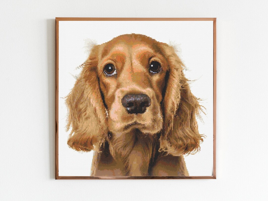 Brown Cocker Spaniel Dog Cross Stitch Pattern Sewing Embroidery DMC ...