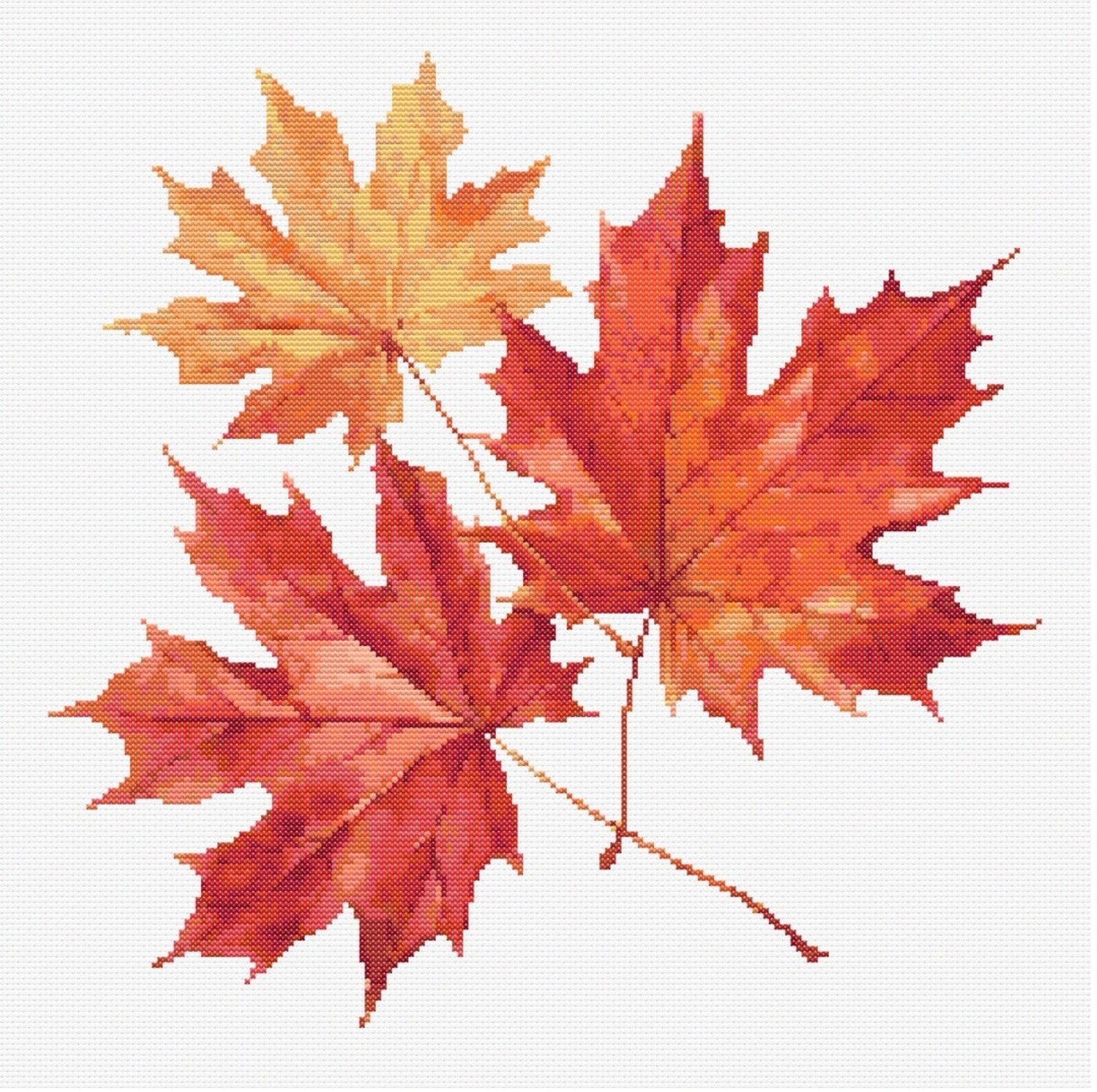 Maple Leaf Botanical Cross Stitch Sewing Modern Embroidery Pattern DMC ...