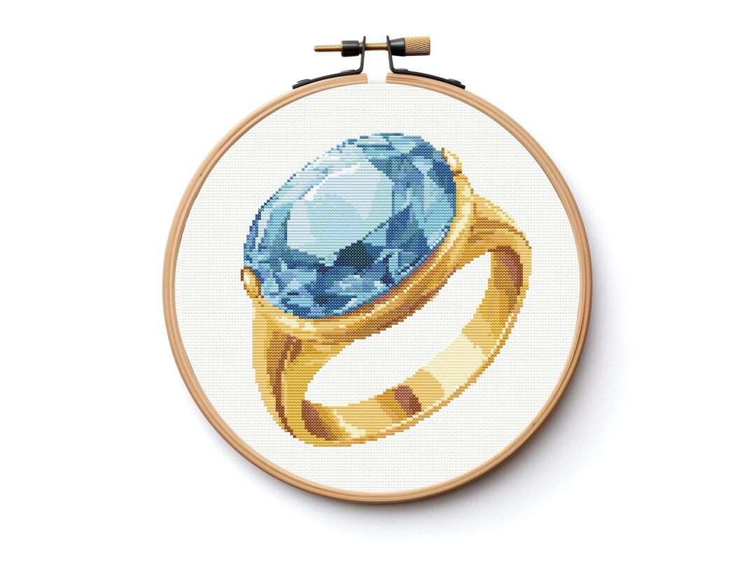 Topaz Ring November Birthstone Cross Stitch Pattern Sewing Modern ...