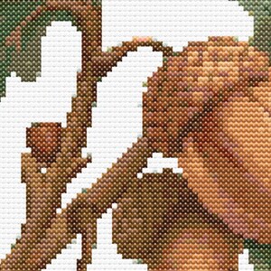 Oak Tree Branch With Acorn Cross Stitch Pattern Counted Sewing Modern ...