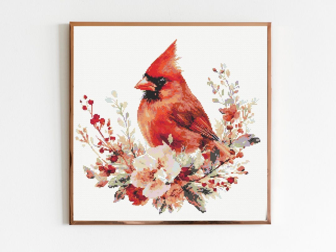 Red Cardinal Cross Stitch Sewing Embroidery Pattern Instant DMC ...