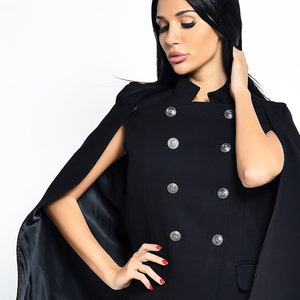 Black Cape Coat: Open Sleeve Formal Jacket, Caramella Fashion - Etsy