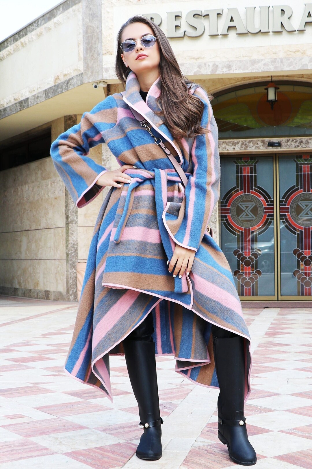 Modern Wool Coat, Colorful Coat, Fun Coat, Preppy Coat, Winter Coat ...