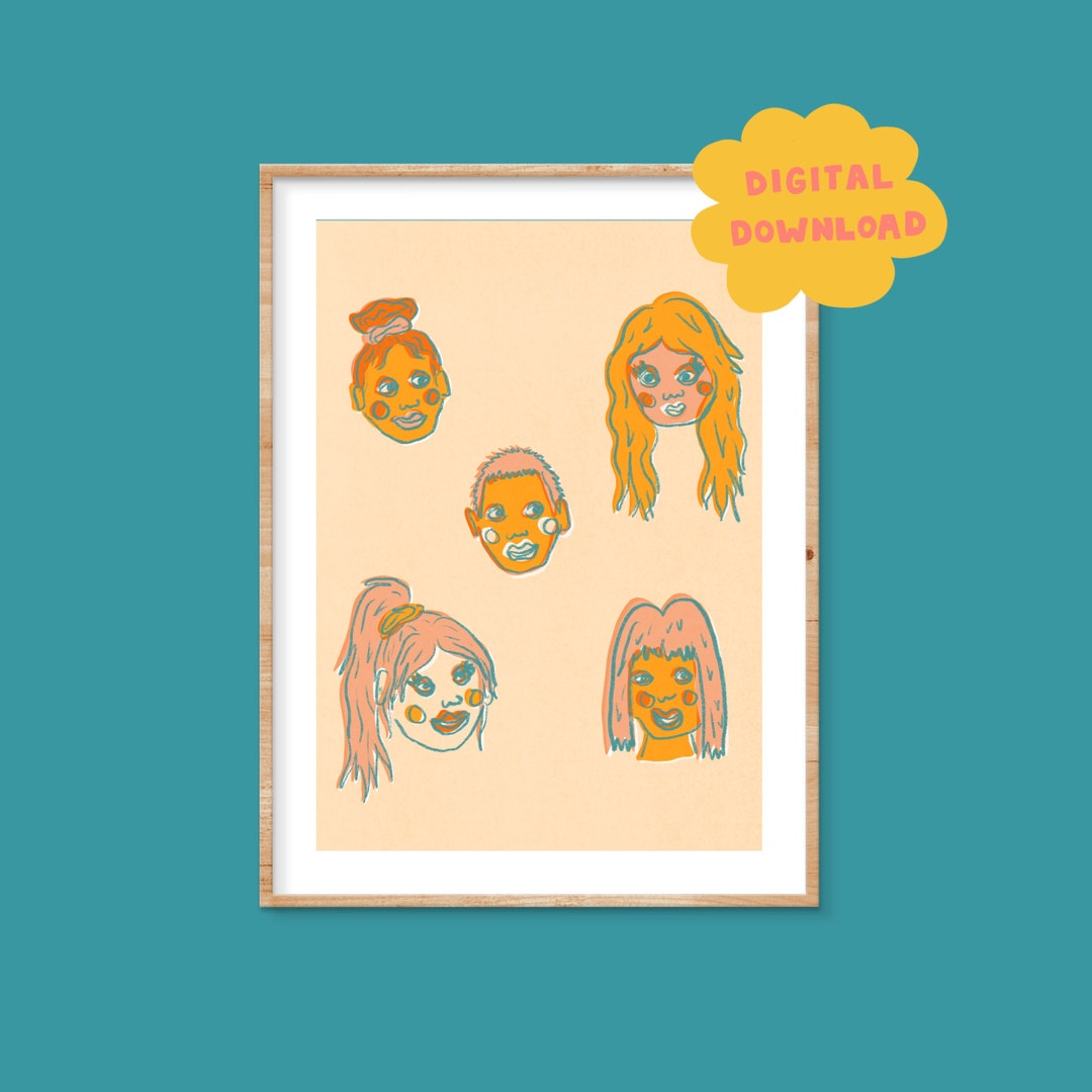 Colourful Art Print - DIGITAL FILE - Colourful Abstract People Print ...