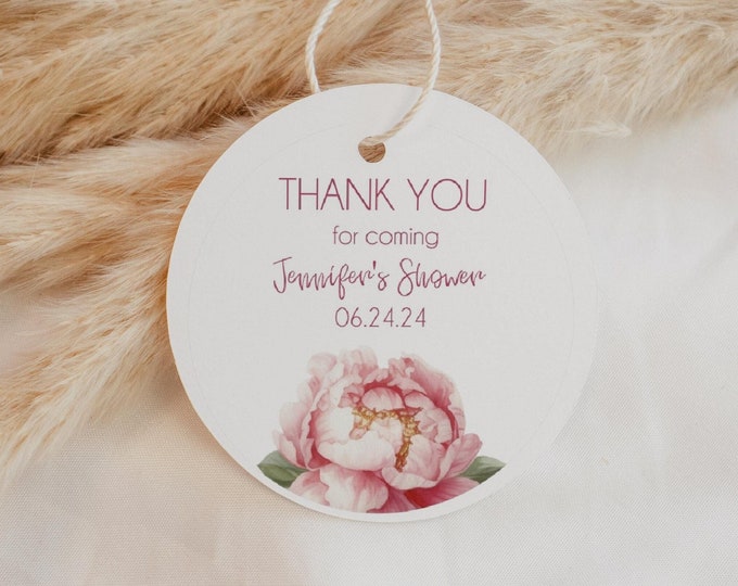 Personalized Gift Tags Peony Favor Tag Wedding Favor Tag Shower Favor ...
