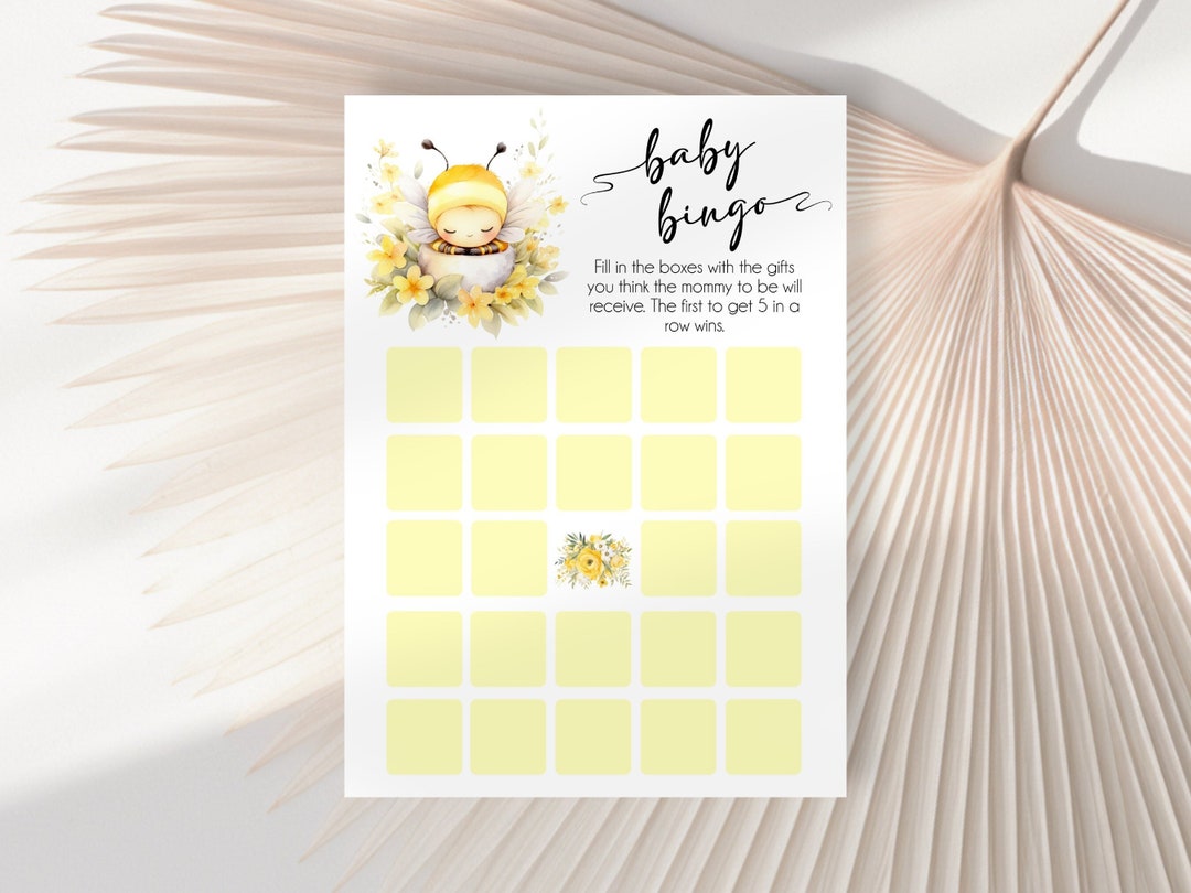 Bee Baby Shower Bingo Game Honeybee Baby Shower Bingo Game Mommy to Bee ...