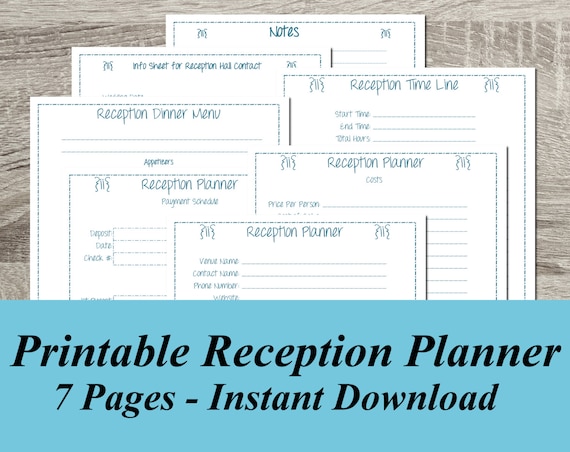 INSTANT DOWNLOAD Reception Planner PDF Wedding Planning - 7 Pages by ...