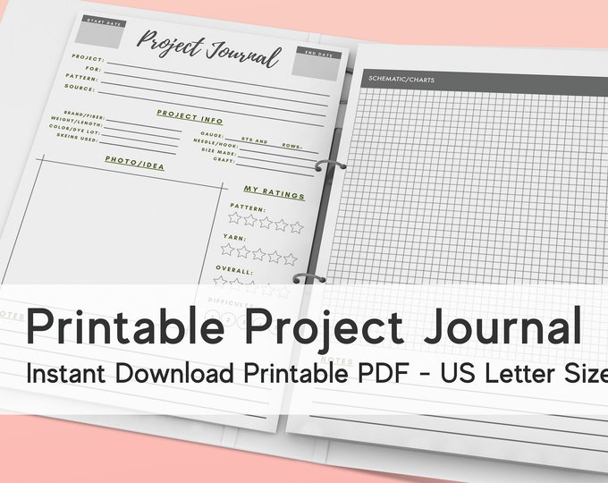 PRINTABLE Project Journal Pages for Crochet and Knitting - Etsy