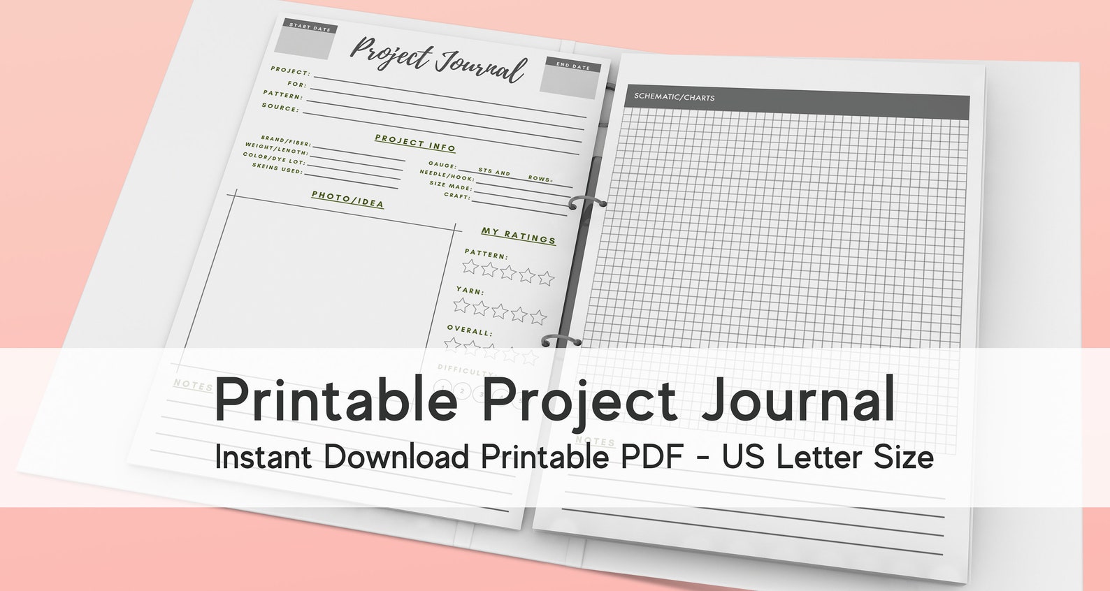 PRINTABLE Project Journal Pages for Crochet and Knitting Project ...