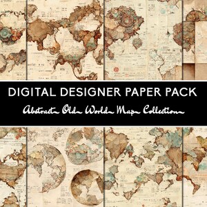Abstract Vintage World Maps Digital Paper - Scrapbook Papers - Digital ...
