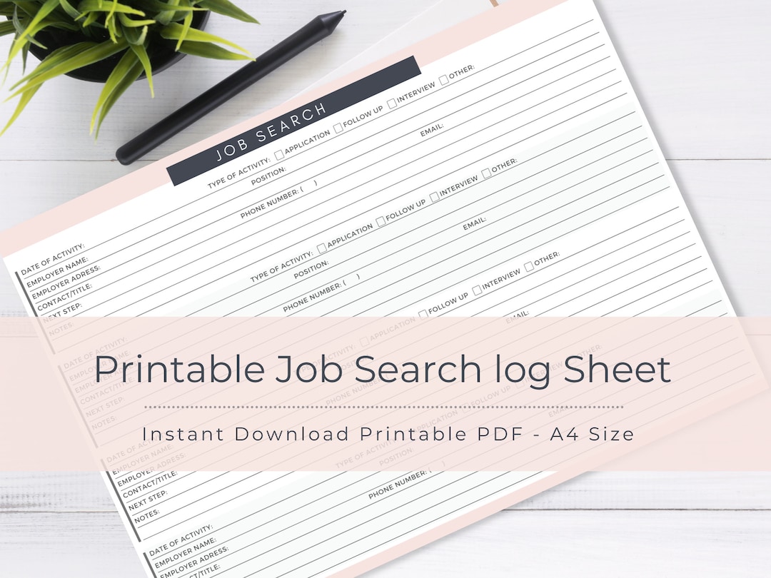Job Search Log // Printable Job Search Log - Instant Download PDF - A4 ...