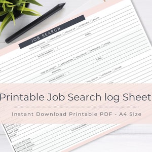 Job Search Log // Printable Job Search Log - Instant Download PDF - A4 ...