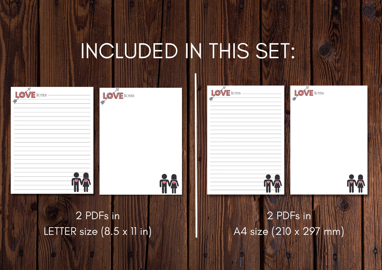 Love Notes Printable Stationery Paper / Valentine Printable Stationary ...