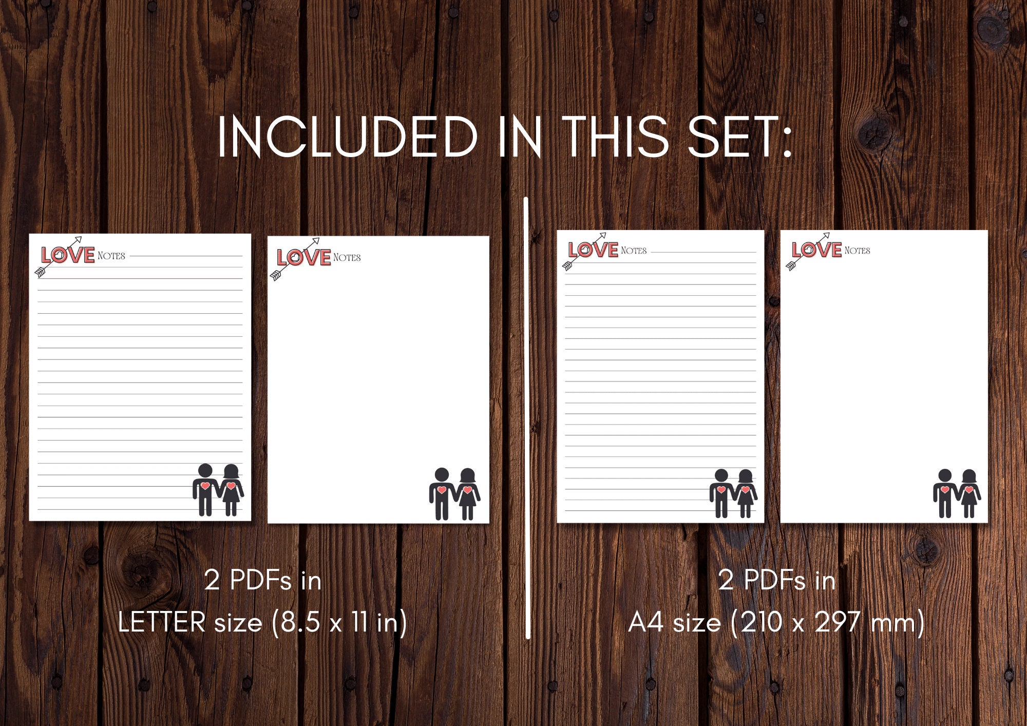 Love Notes Printable Stationery Paper / Valentine Printable Stationary ...