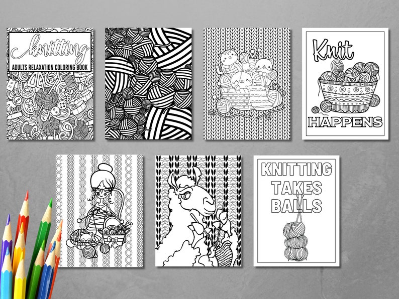 Knitting Coloring Pages // Digital & Printable Coloring Pages ...