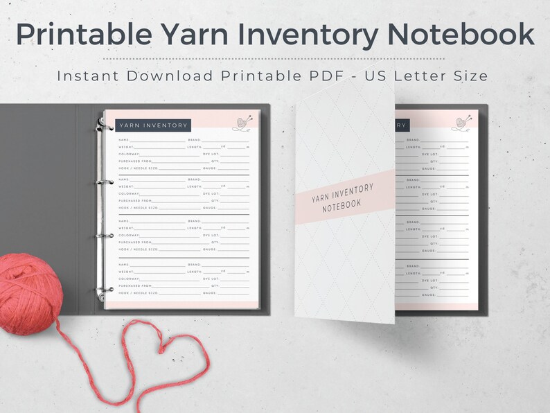 Digital Yarn Inventory Printable Notebook // Knitting, Crochet, Crafter ...