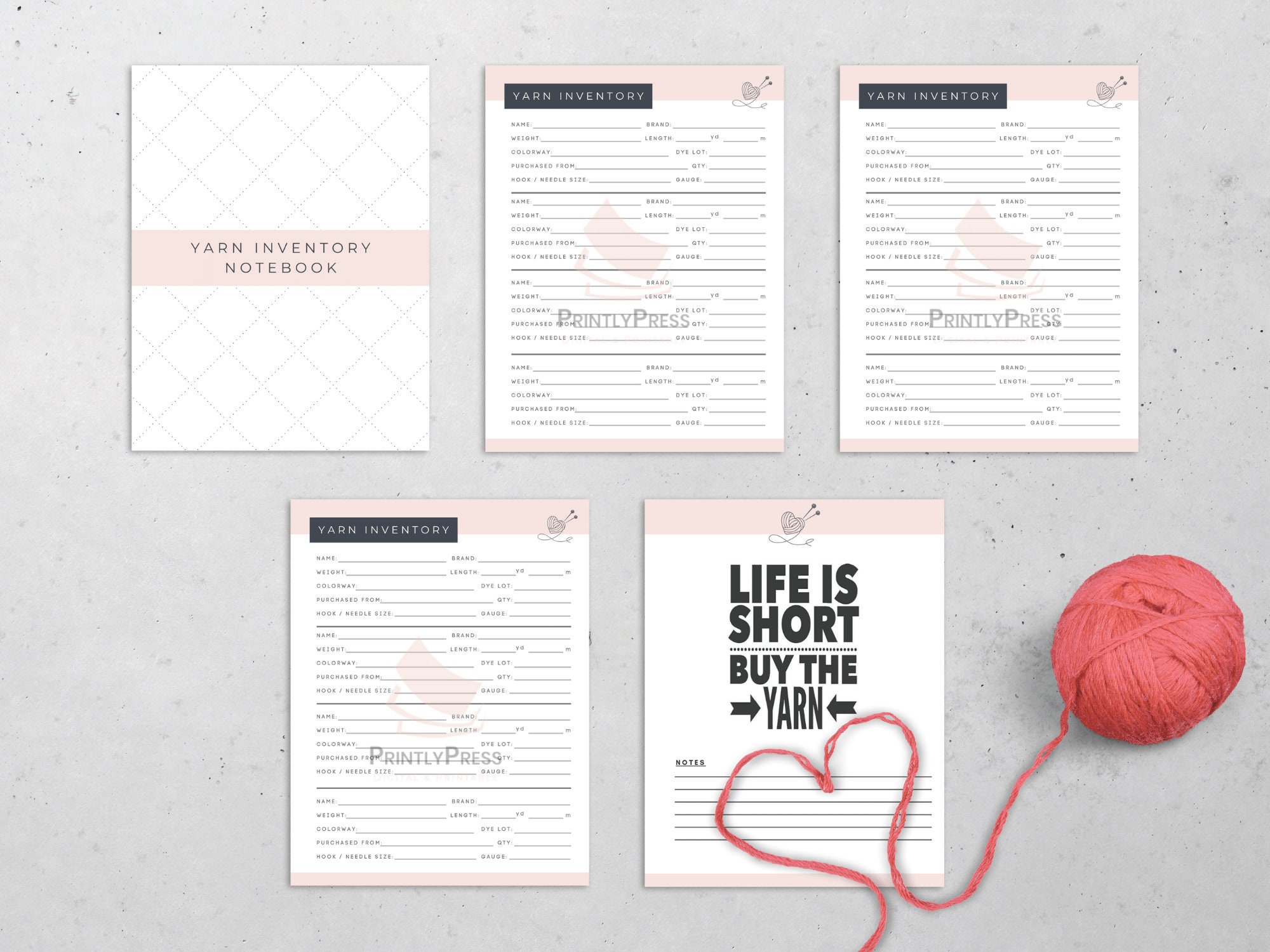 Digital Yarn Inventory Printable Notebook // Knitting, Crochet, Crafter ...