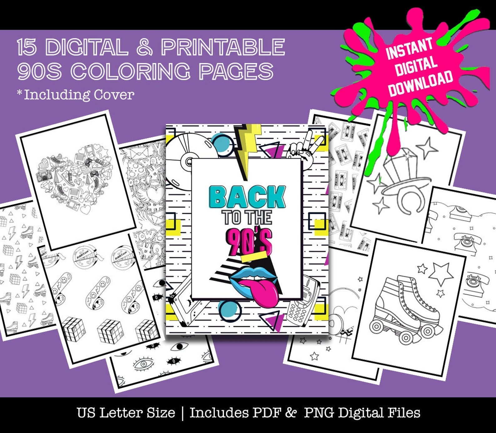 Back to the 90s Coloring Pages // Digital & Printable Coloring Pages ...