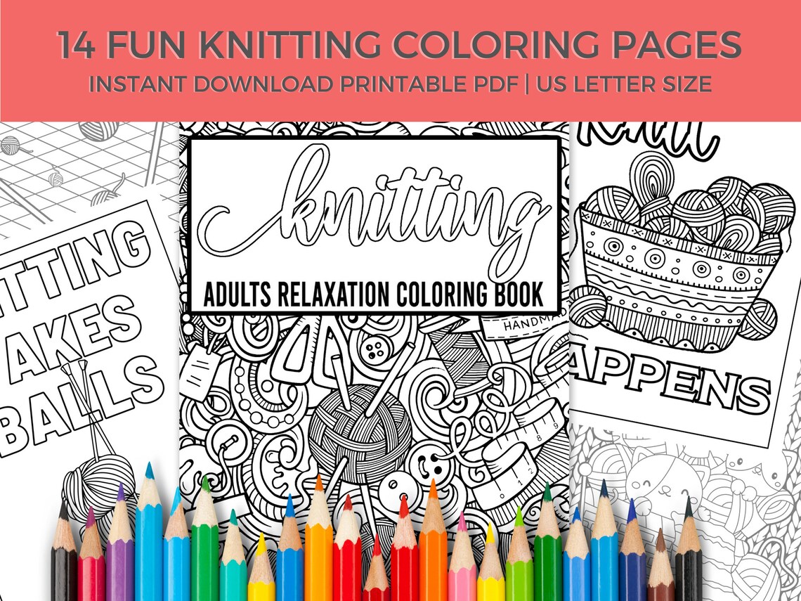 Knitting Coloring Pages // Digital & Printable Coloring Pages ...