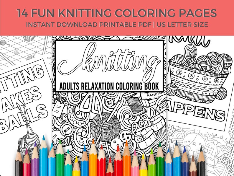Knitting Coloring Pages // Digital & Printable Coloring Pages ...