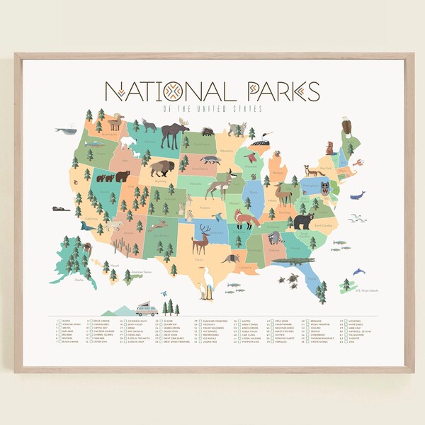 Kids National Park Map Download - Etsy