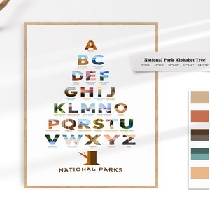 National Park Alphabet Tree Print, National Park Nursery Kids Room ...